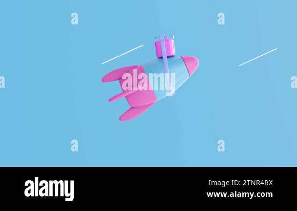 Concept space rocket for delivery. Loop animation of rocket 3d ...