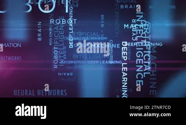 Artificial intelligence kinetic text abstract concept loop animated. Deep machine learning and ...