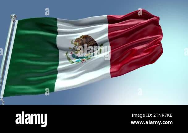 4k render Mexico Flag video waving in wind. Mexico Flag Wave Loop ...