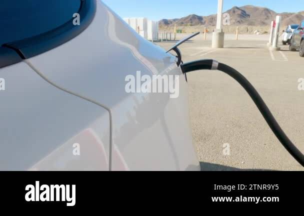 Baker, California, USA-December 3, 2022-During the day, a Tesla vehicle ...