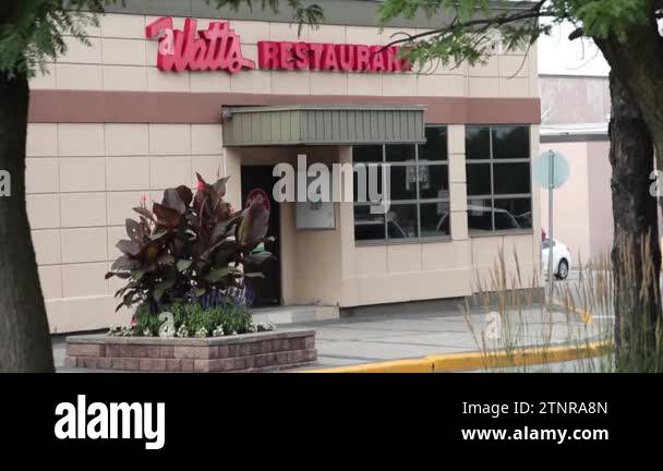 watts family restaurant front entrance with sign logo with people ...