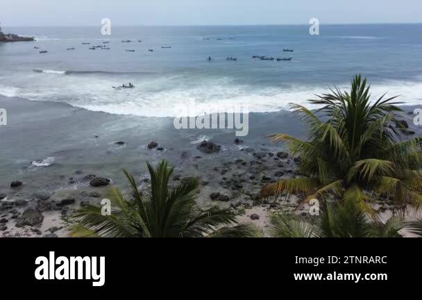 Traditional fishing activities using traditional small boats with a ...