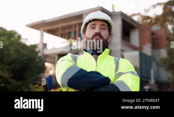 Confidence, portrait and man in architecture for urban building ...