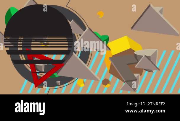 Busy colorful geometric background video template. Abstract shape ...