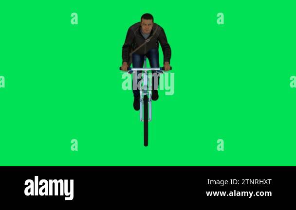 3d render green screen chroma key animation isolated Male coach riding ...