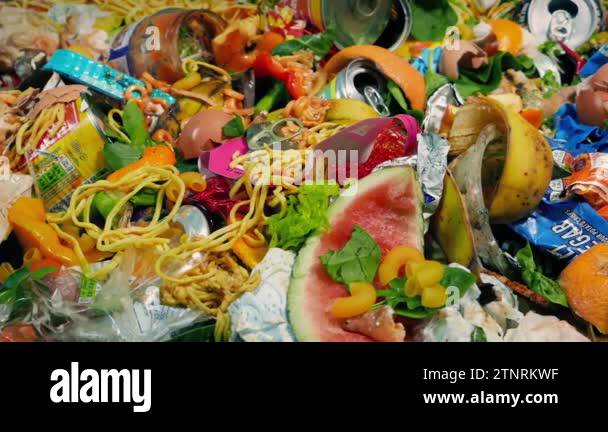 Passing Trash Pile With Mixed Containers And Foods Stock Video Footage ...