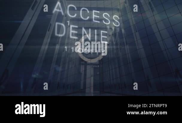 Animation Of Binary Codes And Access Denied Texts Mathematical Equation And Diagrams On Server