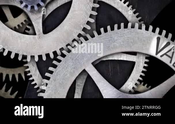 Group of rotating tooth wheels with Core Values sign imprinted on metal ...