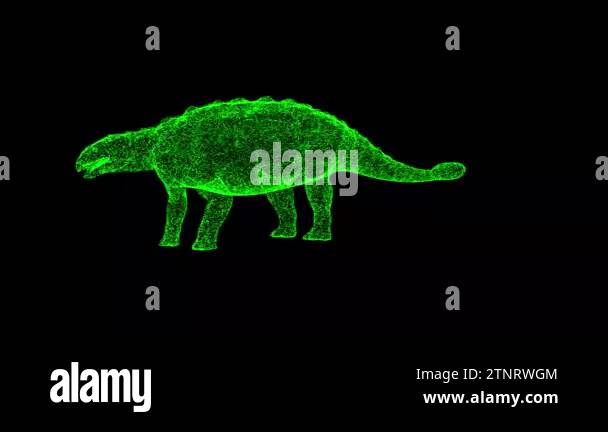3D dinosaur rotates on black background. Prehistoric dinosaurs ...
