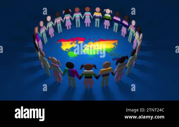 Group of cutout LGBTQ people holding hands together as a connected ...