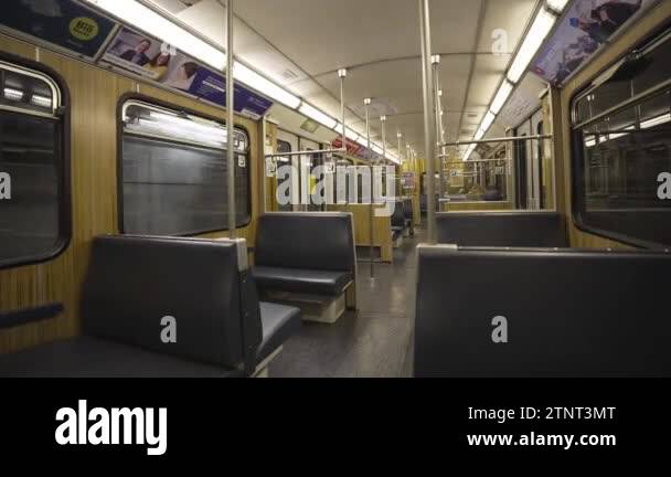 Old subway train in Munich, Germany. Vintage underground cart empty ...
