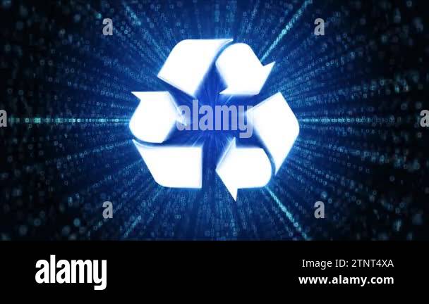 Recycle Icon Digital Cyber Space Loop Technology Tunnel Animation ...
