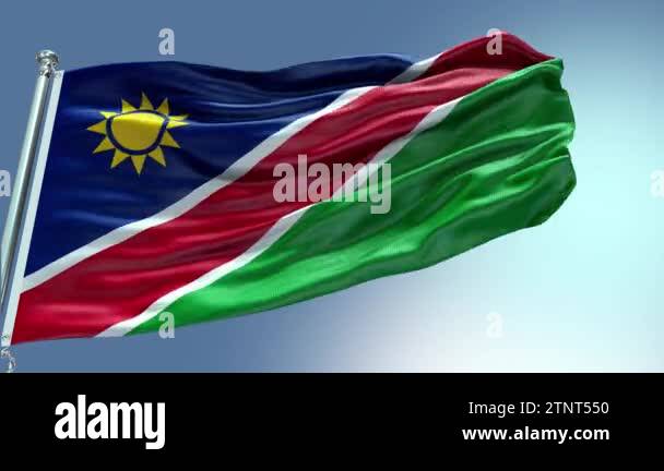 4k render Namibia Flag video waving in wind. Namibia Flag Wave Loop ...