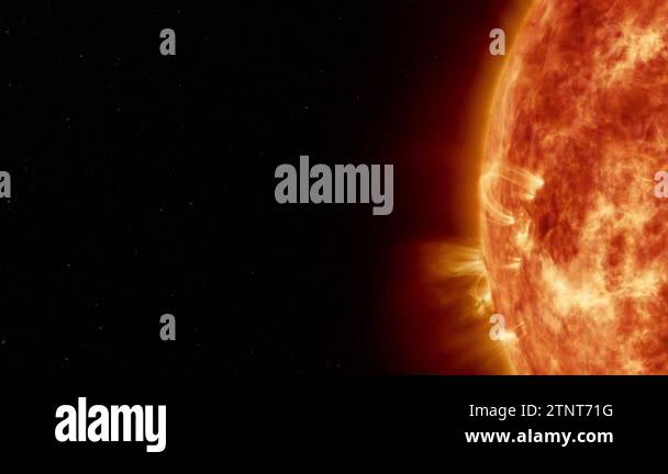 Earth's sun in outer space. Artistic concept 3D animation as close shot ...