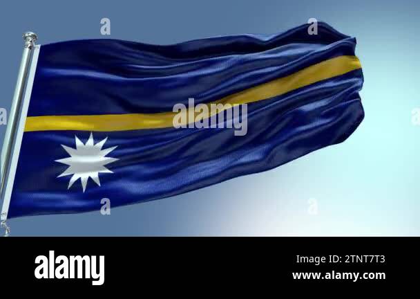 4k render Nauru Flag video waving in wind. Nauru Flag Wave Loop waving ...