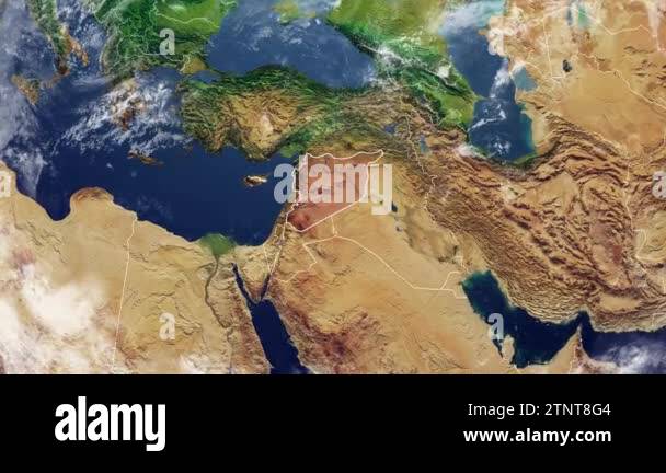 Map of Syria and borders, physical map Middle East, Arabian peninsula ...