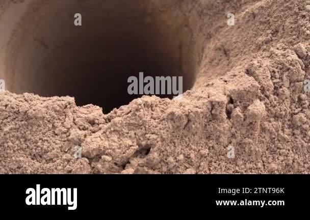 deep hole in soil in the ground. Digging a hole on lawn for plant Stock ...