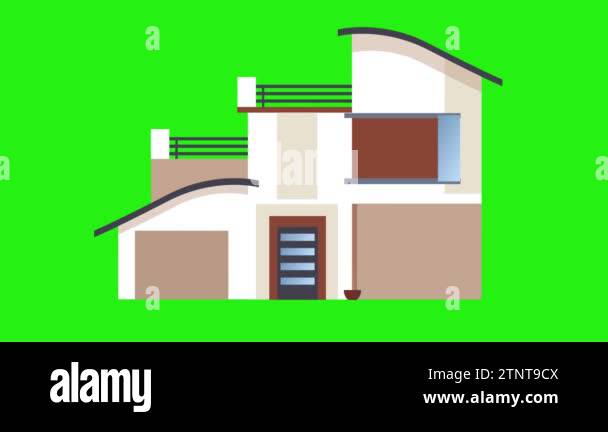 House Before and After Presentation on Green Screen. Old Building vs ...