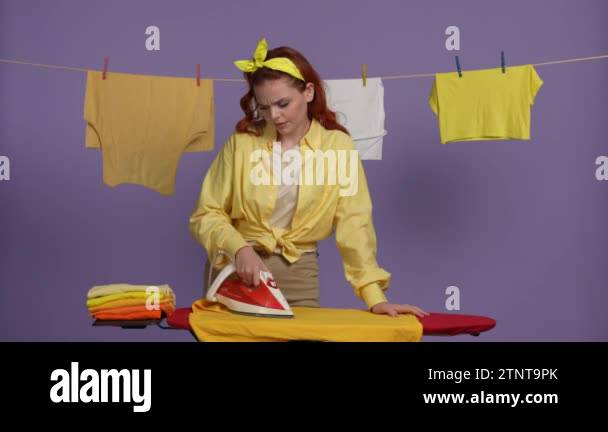 Cleaning and housekeeping creative concept. Woman in casual clothing ...