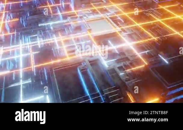 Sci fi technology background, Futuristic sci-fi metal shapes and glowing lights. Abstract ...