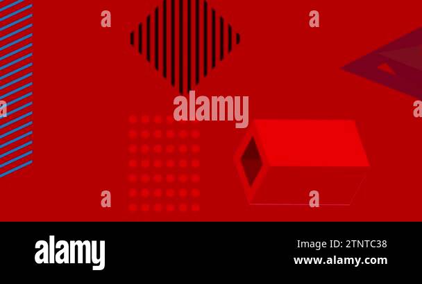 Busy black, blue and red geometric shape background video template ...