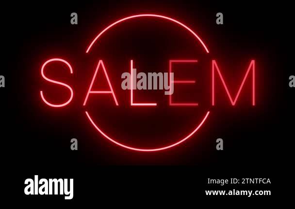 Red flickering and blinking animated neon sign for Salem Stock Video ...