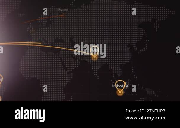 Dark Monitoring Software Mockup With World Map Updating In Real Time And Graphs And Charts With