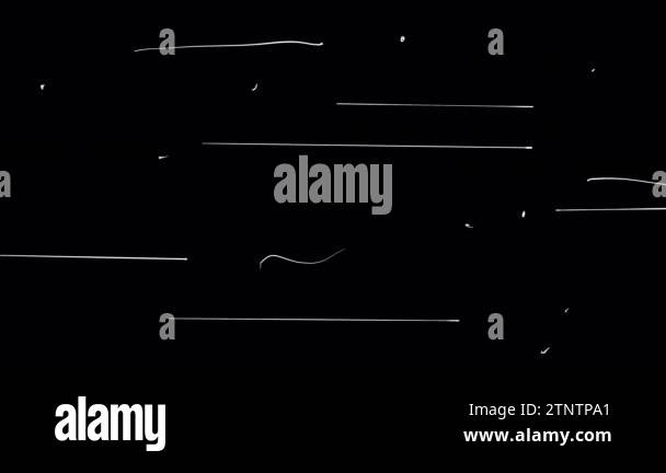 White retro lines of an old film on a black screen. Stock effect of damage and nostalgia. Stock ...