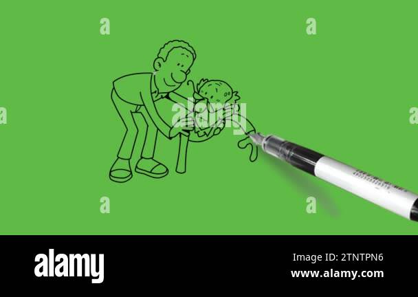 draw old man fell down on floor and young man support him to stand up ...