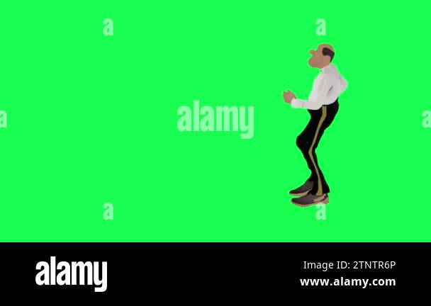 tall skinny bald animated 3d man walking while being disturbed by ...