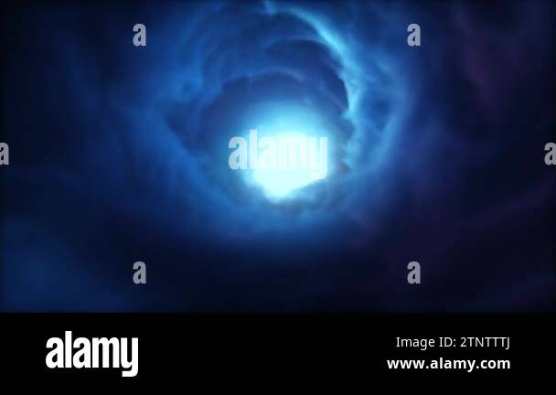 Epic paranormal blue abstract swirling cloud tunnel. Concept 3D ...