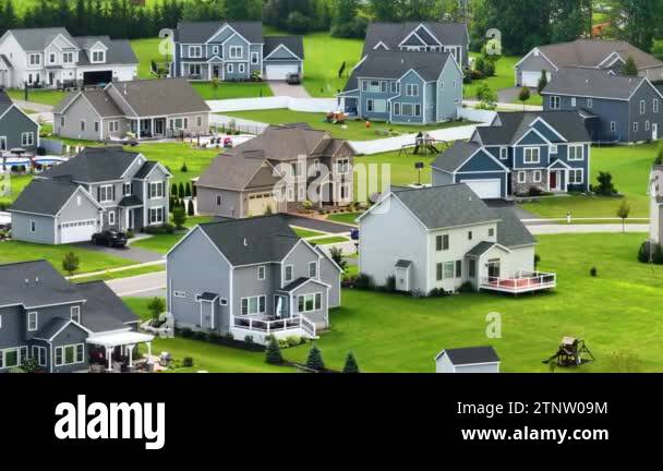 Residential homes in suburban sprawl development in Rochester, New York ...