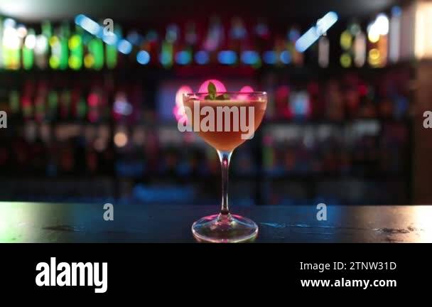 Ready-made drinks are on the bar ready to be consumed. Preparation of ...