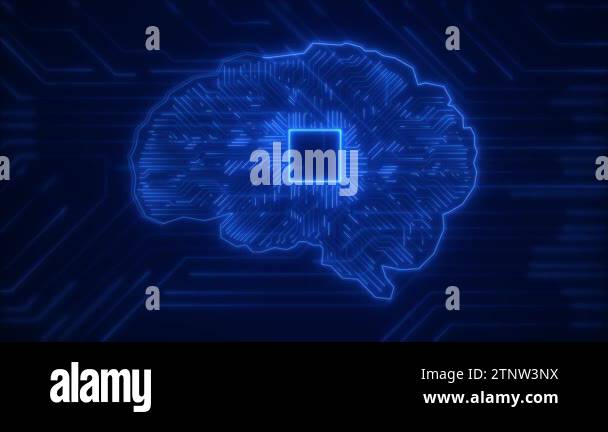 Brain artificial intelligence. Future AI tech machine learning, face ...