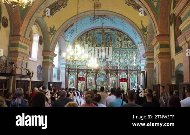 Lacarak, Serbia, 08.05.23 Divine service in the temple dedicated to the ...
