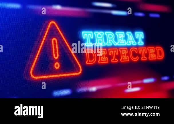 Threat Detected Warning Alert Screen Loop Blinking Glitch Error Animation Coputer Internet
