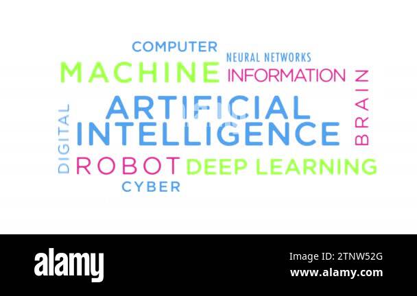 Artificial intelligence kinetic text abstract concept loop animated. Deep machine learning and ...