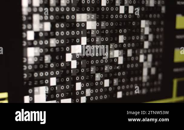 Encrypted data process visual, symbols. numbers and letters ...