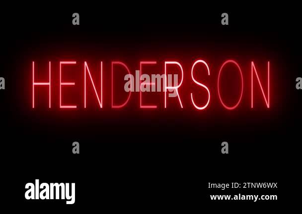 Red flickering and blinking animated neon sign for Henderson Stock ...