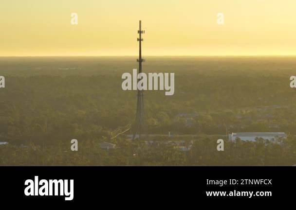 Tall telecommunication radio cell tower with wireless communication 5g antennas for network ...