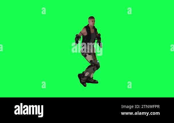 Energetic warrior soldier dancing samba front angle on green screen 3D ... Energetic warrior soldier dancing samba front angle on green screen 3D ...