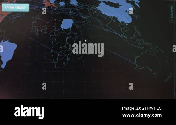 World map with different targets for cyber attack. Hacking and ...
