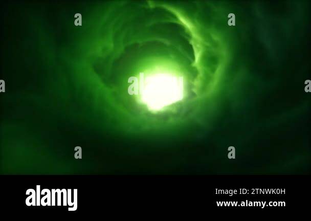 Epic turbulent green abstract mystery cloud tunnel. Concept 3D ...