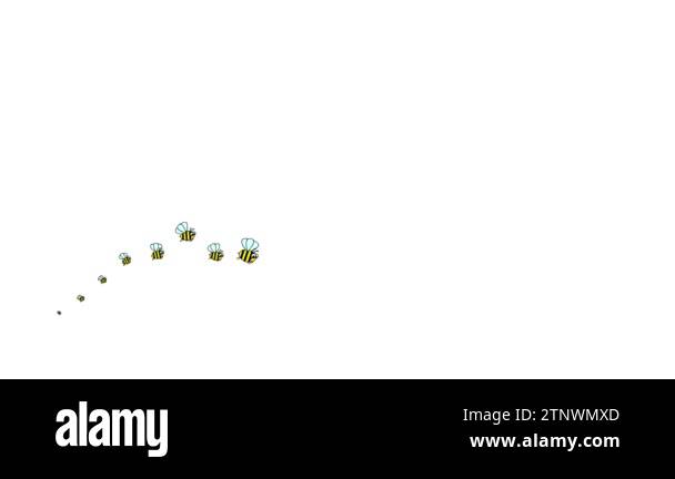 Animated funny symbol of flying bees. A wave of insects. Icons of bee ...