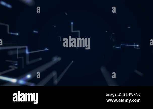 4K Animation 3D abstract dark background moving dot and line metaphor ...