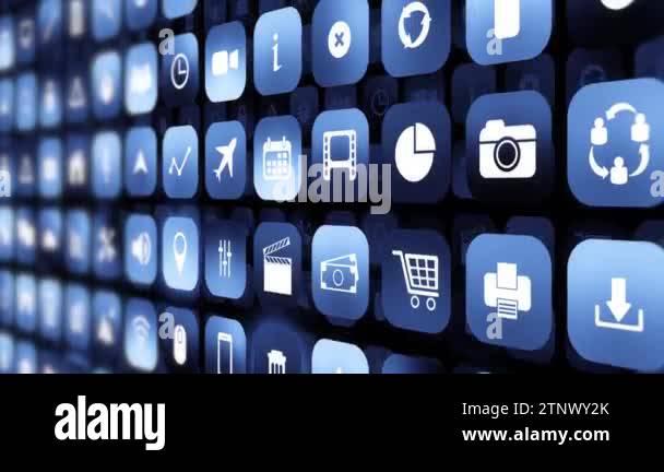 Smart Phone Display Showing Software App Icons Application Background ...
