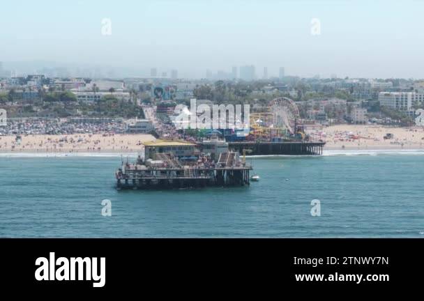 SANTA MONIKA, LOS ANGELES, CALIFORNIA, USA-26 JUNE, 2023: Overhead shot ...