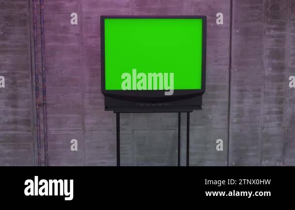 Old CRT computer with green screen. representation of an Old CRT TV ...