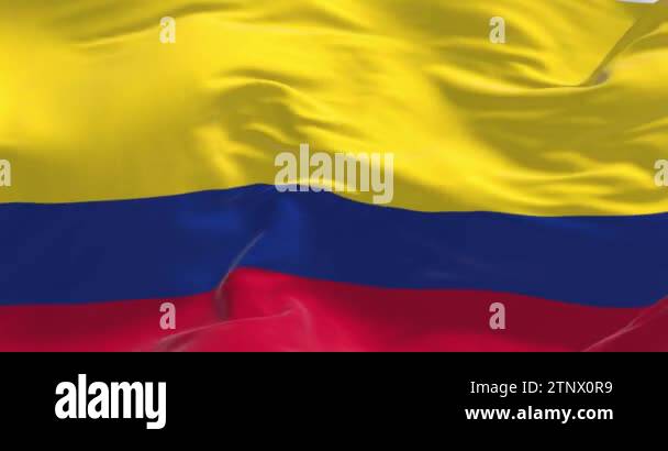 Close-up of Colombia national flag waving in the wind. Horizontal ...