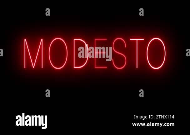 Red flickering and blinking animated neon sign for Modesto Stock Video ...